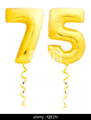 Goldene Zahl 75 (Nummer 75) und die Inschrift Jahre mit Schlagschatten ...