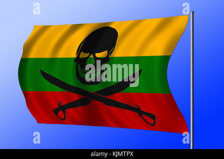 Winkende litauischer Flagge kombiniert mit der Schwarze Pirat Bild von ...