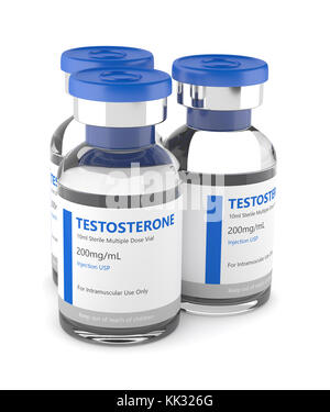 3D-Render von Testosteron Injektion Durchstechflasche mit Spritze auf ...