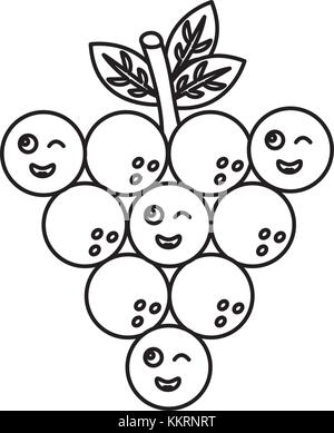 Niedlich Kawaii Traube, Cartoon reife Beeren. Vector Illustration ...