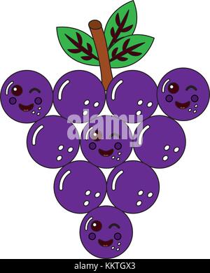 Niedlich Kawaii Traube, Cartoon reife Beeren. Vector Illustration von ...