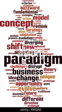 Paradigmenwechsel Wort cloud Konzept. Collage aus Worte über ...