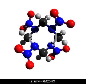 Molekulare Struktur von octogen (HMX), ein explosives Material, 3D ...