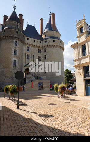 Zugbrücke von Schloss Langeais, regionaler Naturpark Loire-Anjou-Touraine, Loire-Tal, das zum ...