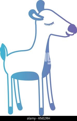 Weibliche Rehe cartoon mit geschlossenen Augen Ausdruck in Aquarell ...