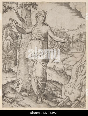 Dido Holding einen Dolch in der rechten Hand den linken Arm outstreched ...