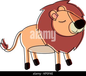 Löwin cartoon mit geschlossenen Augen Ausdruck bunte Silhouette in ...