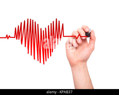 Elektrokardiogramm, EKG in der Hand. Klinik-Kardiologie-Herz-Rhythmus ...