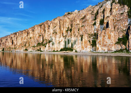 Lena Säulen Nationalpark, Blick vom Fluss Lena bei Sonnenuntergang ...
