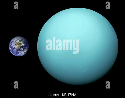 Uranus, der Erde Größe Vergleich 2 Stockfotografie - Alamy