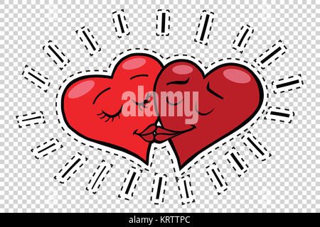 Liebe Männer und Frauen küssen Pop-Art Comic Retro-Stil Halbton ...