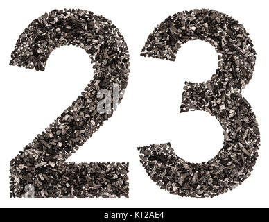 Arabische Zahlen 23, 23, von Blumen der Chrysantheme, auf weißem ...
