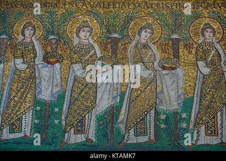 Byzantinische römischen Mosaiken der Basilika von San Vitale in Ravenna, Italien. Mosaik Deko ...