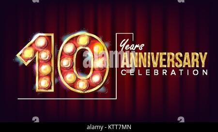 Vintage Jubiläum 10 Jahre Emblem rund. Im Retrostil vector Hintergrund ...