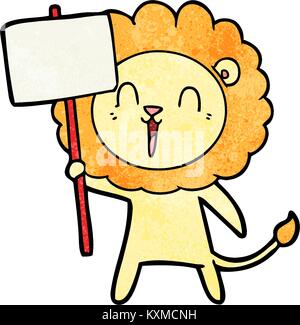 Lachender Löwe cartoon mit Plakat Stock-Vektorgrafik - Alamy