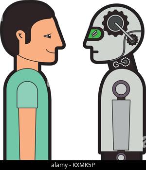 Humanoide Roboter und Person Profile Stock-Vektorgrafik - Alamy