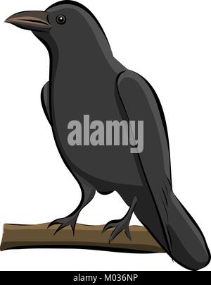 Raven sitzende Skizze Hand gezeichnet Vektor-Illustration Stock ...