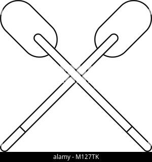 Holz- Boot mit Ruder Umrisse Zeichnen, Malen und Skizzieren, monochrome ...