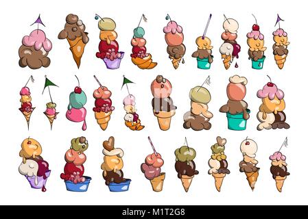 Leckeres Eis Comic Popart Zeichnung isoliert auf weißem Hintergrund ...