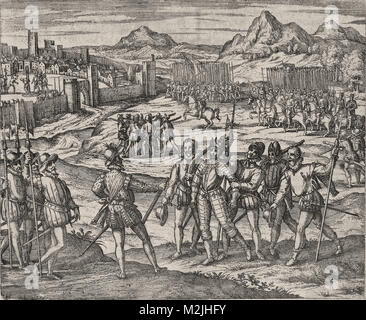 Eroberung des Inka-reiches durch spanische Eroberer Francisco Pizarro ...