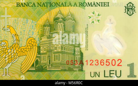 1 rumänischer Leu-Banknote. Lei ist die nationale Währung von Rumänien ...