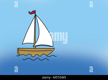 Cute Segelboot Cartoon Illustration Stockfoto, Bild: 175717060 - Alamy