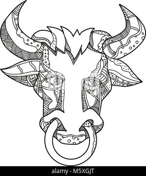Doodle art Illustration der Leiter der Pinzgauer Stier oder Kuh, eine ...