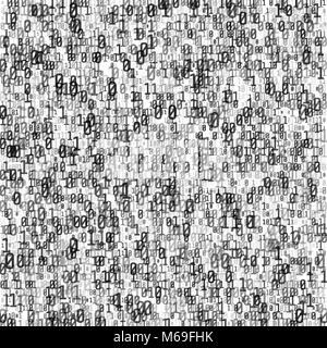 Schwarz und weiß. Algorithmus Binärcode mit Ziffern auf Hintergrund ...