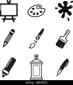 Malen oder Zeichnen Tools Icons Freehand Stock-Vektorgrafik - Alamy