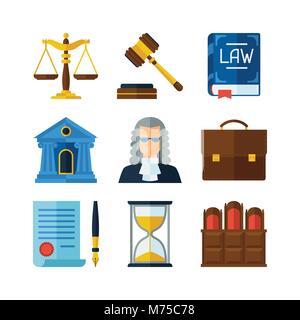 Symbole für Recht und Gerechtigkeit. Gesetzgebung und Gericht, Richter ...