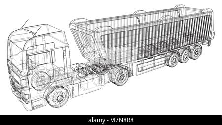 Sattelanhänger Dump Truck Skizze. Eurotrucks Fahrzeug. Tracing ...