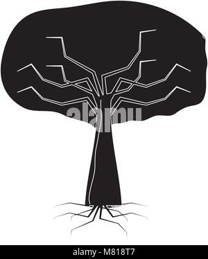 Baum mit Wurzel Symbol auf weißem Hintergrund, farbenfrohen Design ...
