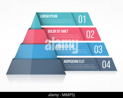 Pyramide Chart mit vier Elemente mit Zahlen und Text, Pyramide ...