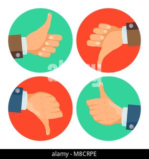 Daumen Icon Set. Wie, Abneigung und Symbol neutral. Daumen hoch in Grün ...