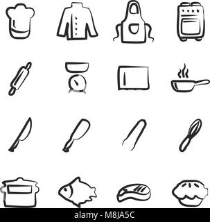 Kochen Symbol Leitung Konzept. Kochen Vector Linear Abbildung, Symbol ...