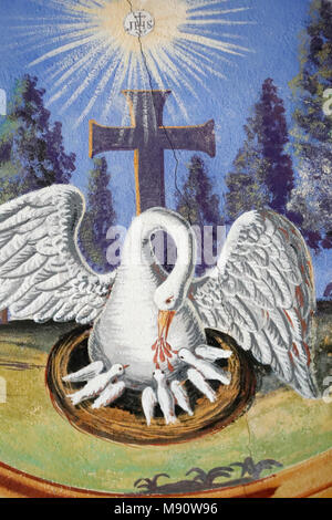 Der Pelikan: Symbol der Passion Jesu und der Eucharistie. Kirche des ...