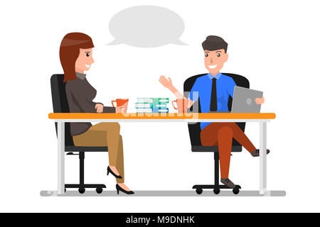 Cartoon von Geschäftsleuten in einer Besprechung und ein Geschäftsmann ...