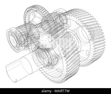 Getriebe Skizze. 3D-Darstellung Stockfoto, Bild: 178773991 - Alamy