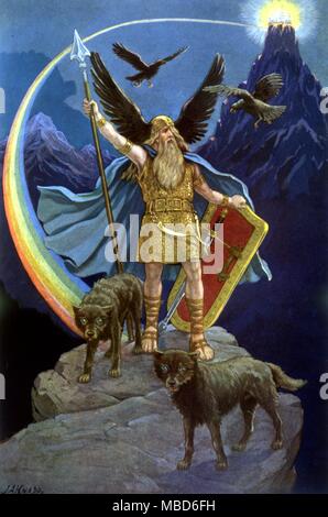 Germanische Mythologie - ODIN der Gott Odin mit seinen Geschöpfen, die ...