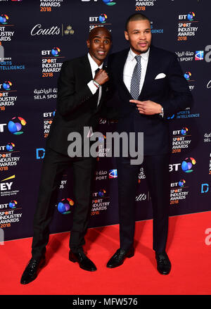 Sir Mo Farah (links) und Chris Eubank jr. die Teilnahme an der BT Sport ...