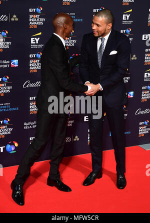 Sir Mo Farah (links) und Chris Eubank jr. die Teilnahme an der BT Sport ...