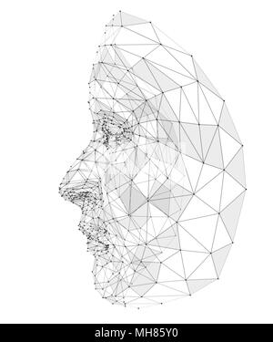 Menschliches Gesicht aus Linien, Polygone und Punkte Stockfotografie ...