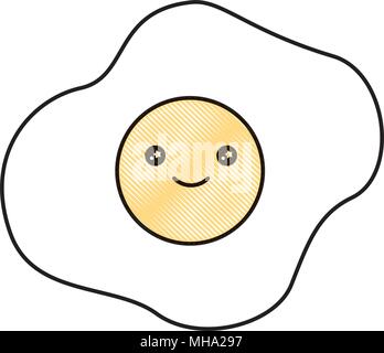 Kawaii Spiegelei Essen cartoon Vector Illustration Vektor Abbildung ...