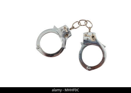 Festnahme oder bontage Konzept. Metall Handschellen gesperrt und die ...