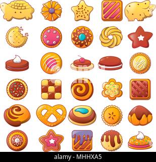 Cookies keks Symbole gesetzt. Flache Abbildung: 25 Cookies keks Vector ...