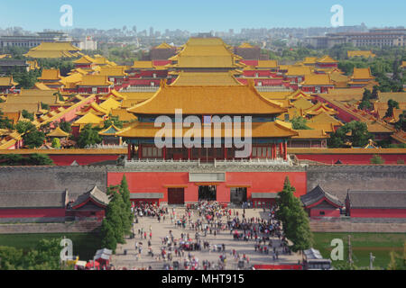 Luftbild von der verbotenen Stadt, chinesischen Kaiserpalast, Peking ...