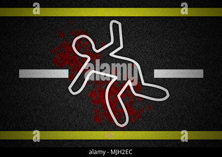 Kreide-Umriss einer Leiche Stockfoto, Bild: 54544215 - Alamy