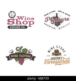 Wein Logos, Etiketten eingestellt. Weingut, Wein Shop, Wein Abzeichen ...