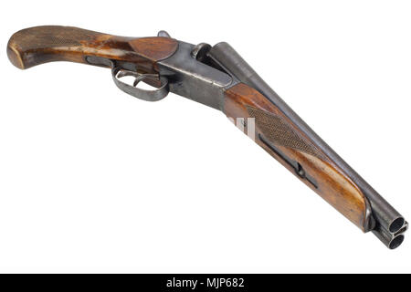 Kriminalität Waffe - Abgesägte Schrotflinte isoliert auf weißem ...