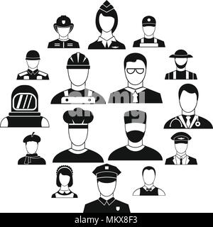 Berufe Icons Set Sammlung. Enthält einfache Elemente wie Treiber, Arzt ...